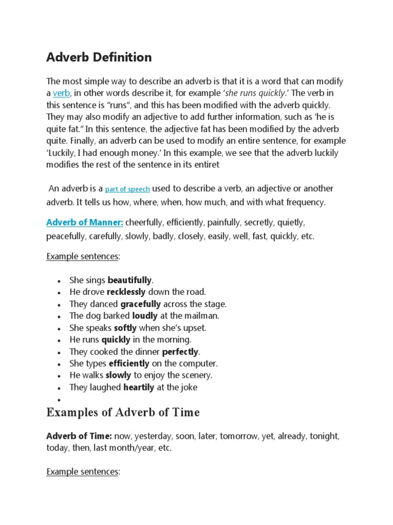 Adverb Definition | PDF | Language Arts & Discipline