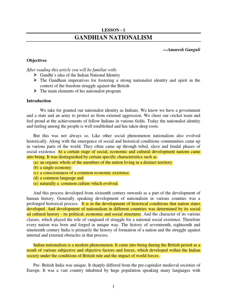 Gandhi's Vision of Nationalism | PDF | Mahatma Gandhi | Nationalism