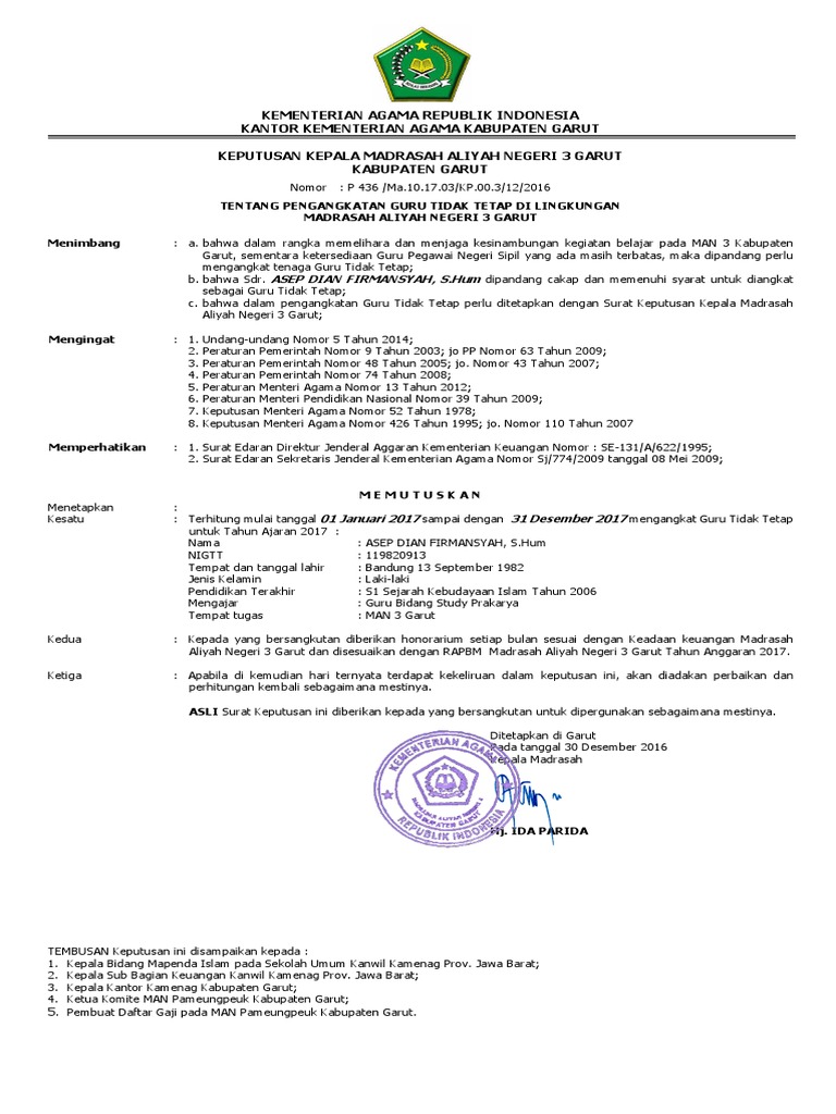 SK Awal Asep Dilan | PDF