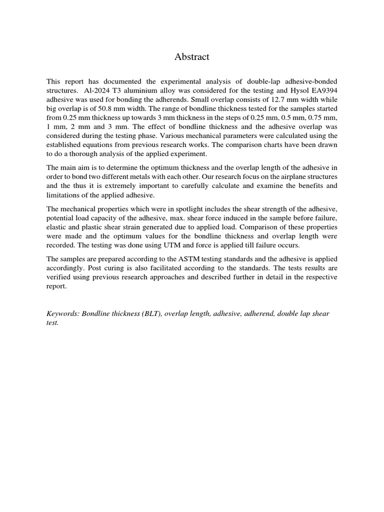 Optimizing Adhesive Bonding in Aircraft | PDF | Adhesive | Fracture