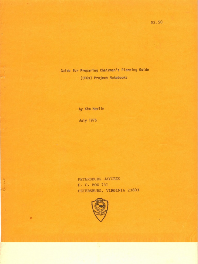 Guide For Preparing Chairman's Planning Guide (CPG) Project Notebooks ...