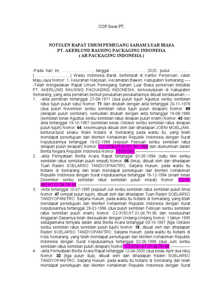 Notulen Rups DBW TGN Ar Packaging Oss | PDF