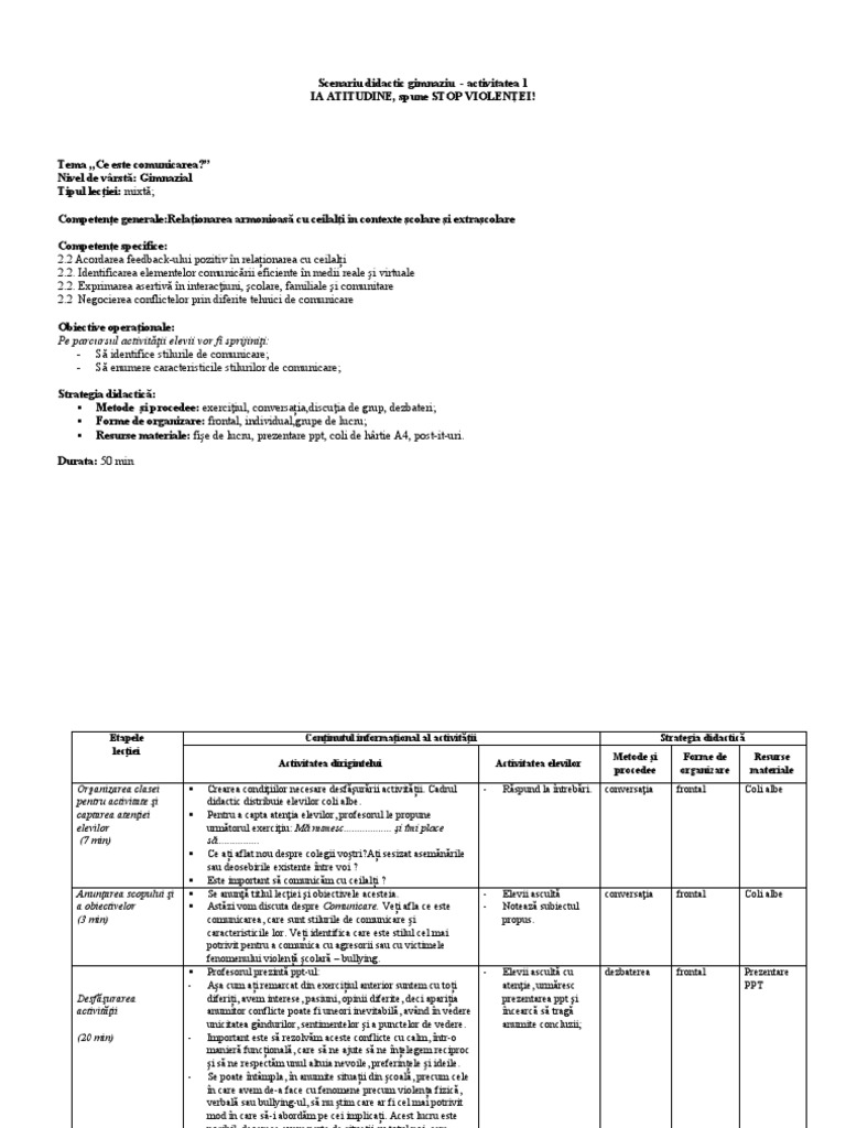scenariu didactic gimnaziu_1 | PDF