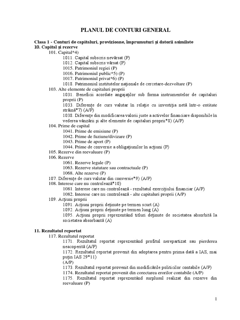 Planul General de Conturi | PDF