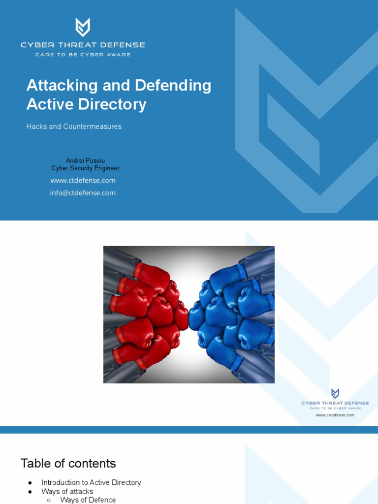 Attacking and Defending Active Directory | PDF | Password | Secure Communication