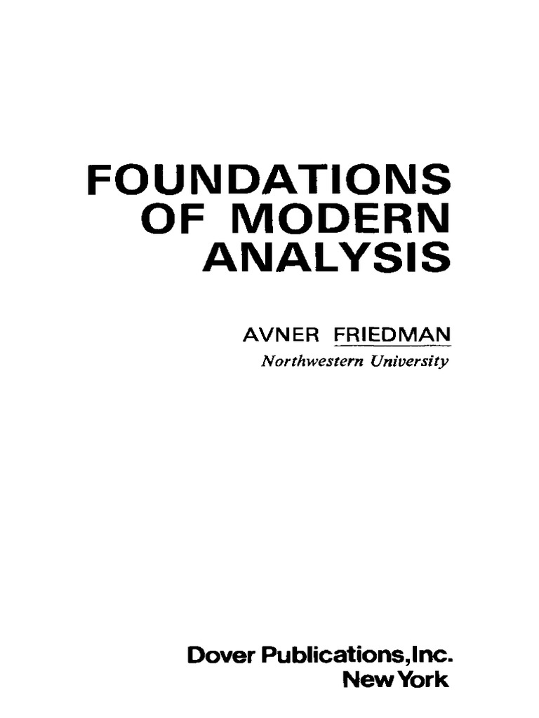 Foundations of Modern Analysis (Avner Friedman) | PDF
