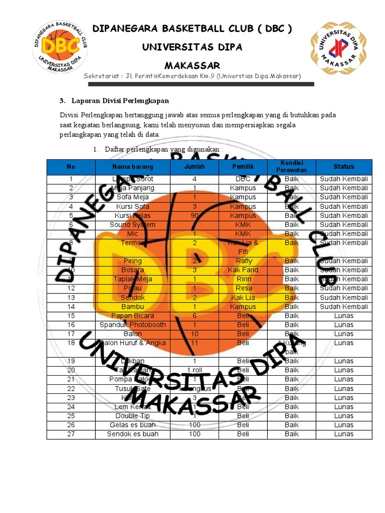 (REVISI) Laporan Divisi Perlengkapan | PDF