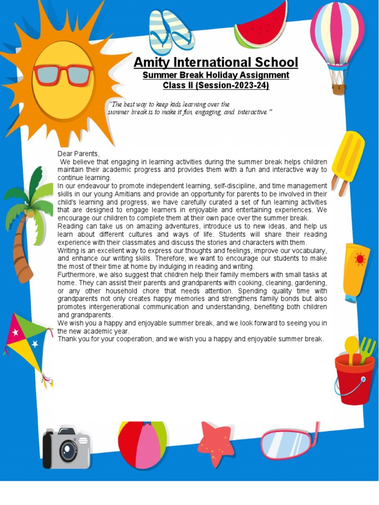 Cc5cc Class 2 Summer Holiday Assignment 2023-24 | PDF | Learning ...