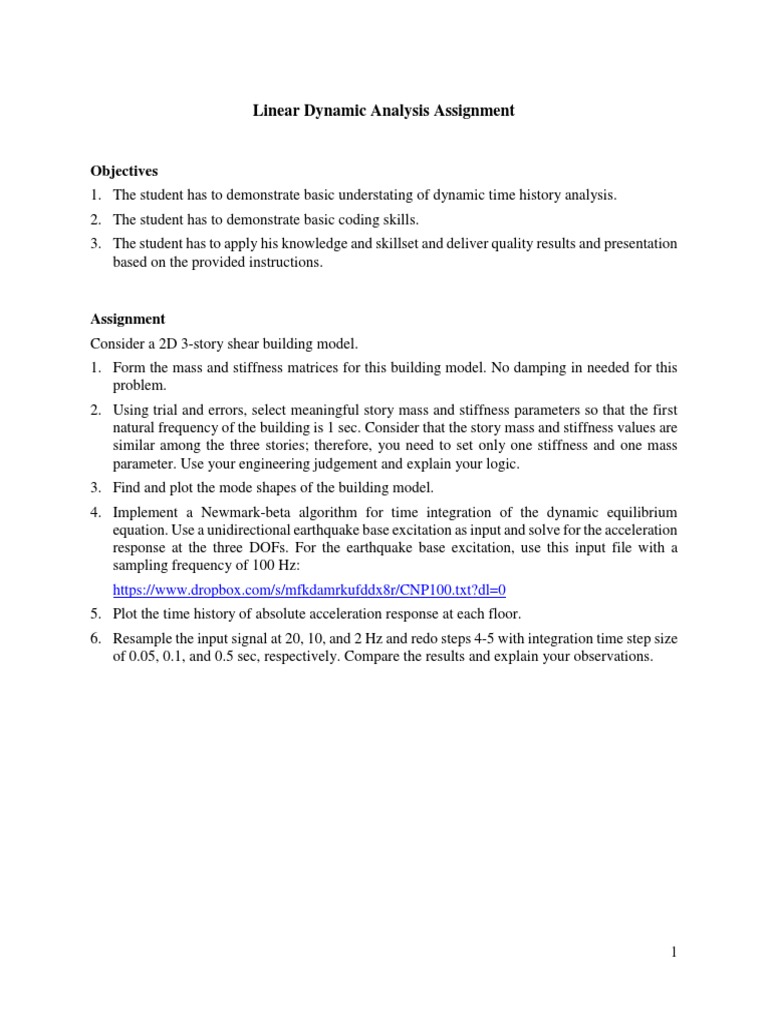 Linear Dynamic Analysis With Matlab | PDF