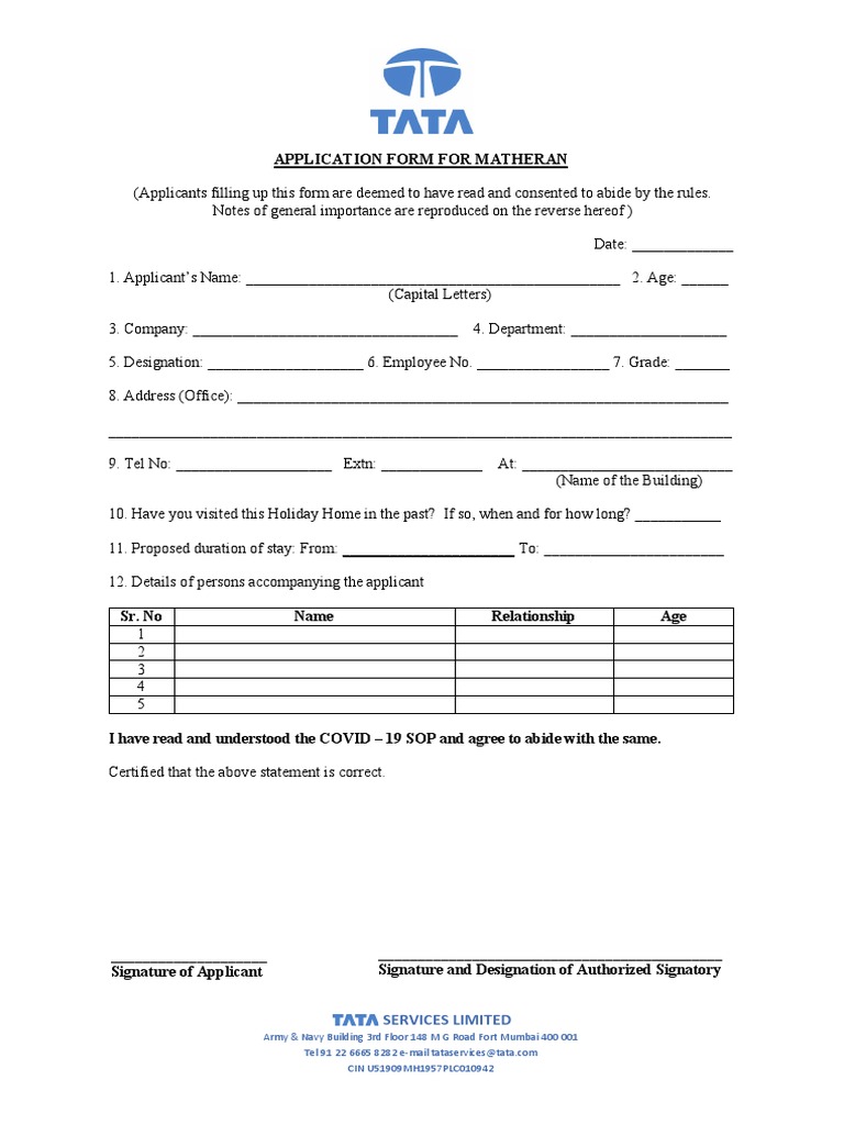 3. Application Form for Matheran | PDF | Justice | Crime & Violence