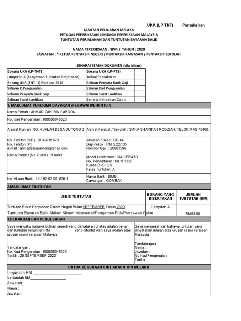 A1 UKA(LP-TNT)_Pentaksiran | PDF