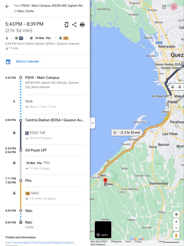 Commute Guide: PSHS to Naic, Cavite | PDF