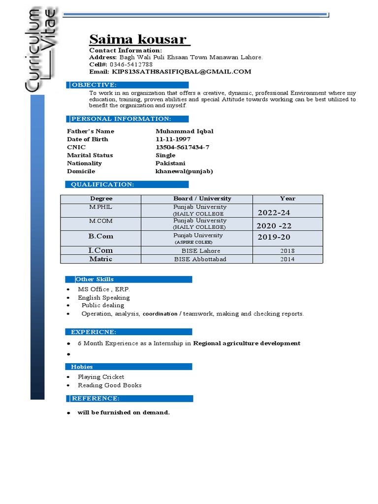 CV ASIF IQBAL (1) | PDF