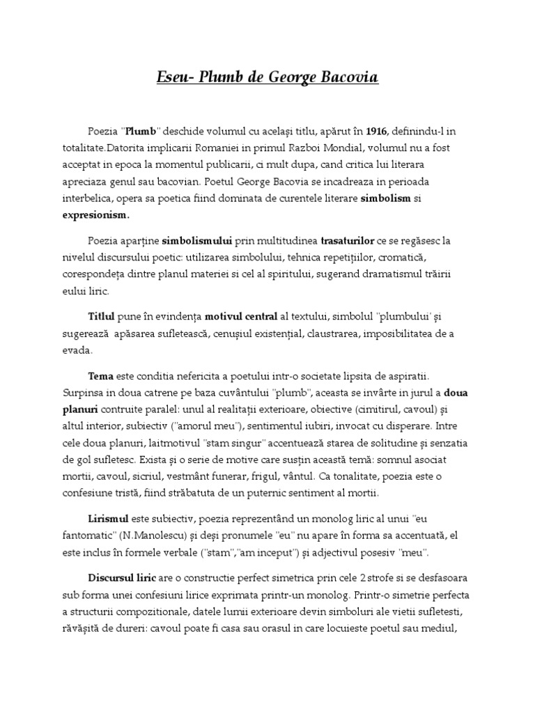 Plumb de George Bacovia | PDF