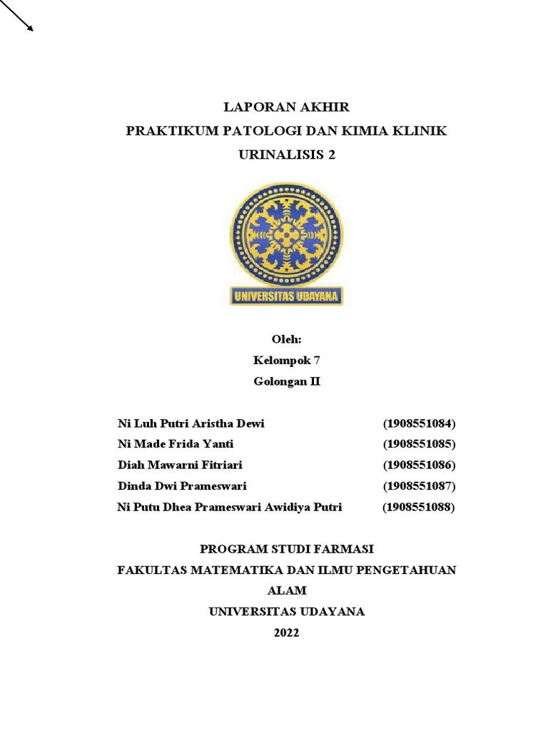 Laporan Akhir - Gol II - Kelompok 7 - Urinalisis 2 | PDF