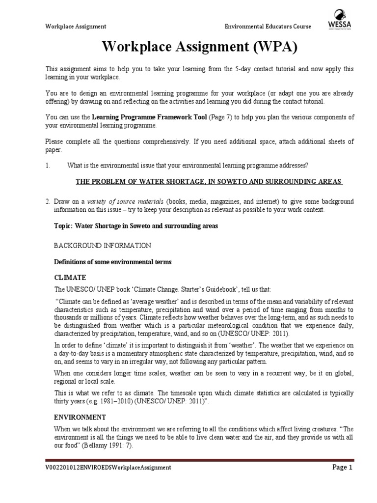 ENVIROEDS Workplace Assignment FINAL2 | PDF