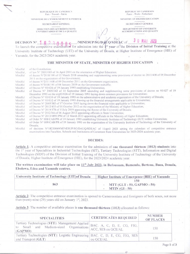 1ere année de la division de la formation Initiale FR EN | PDF