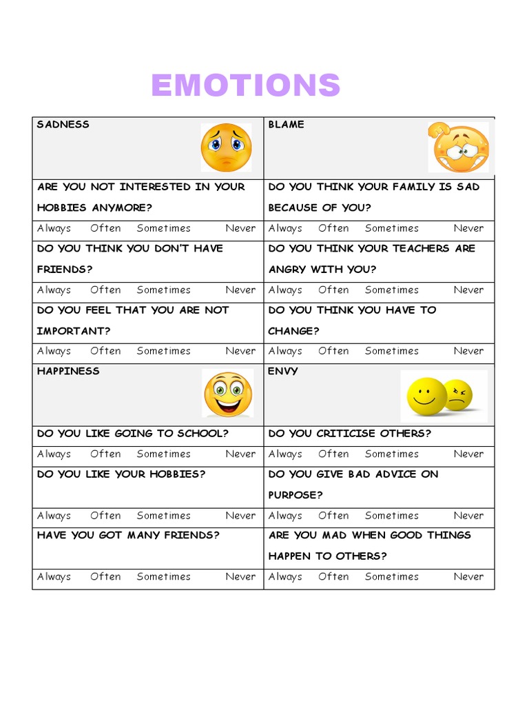 Emotions Survey | PDF