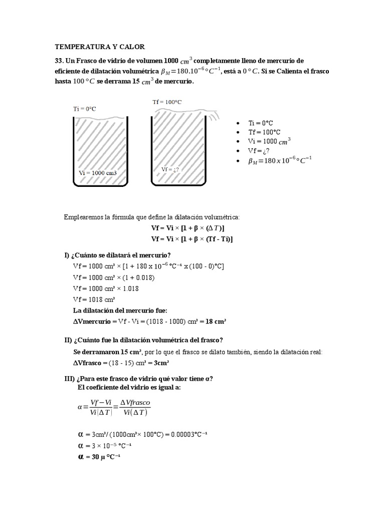 Ejercicios Temperatura y Calor, Termodinamica | PDF | Calor | Metrología