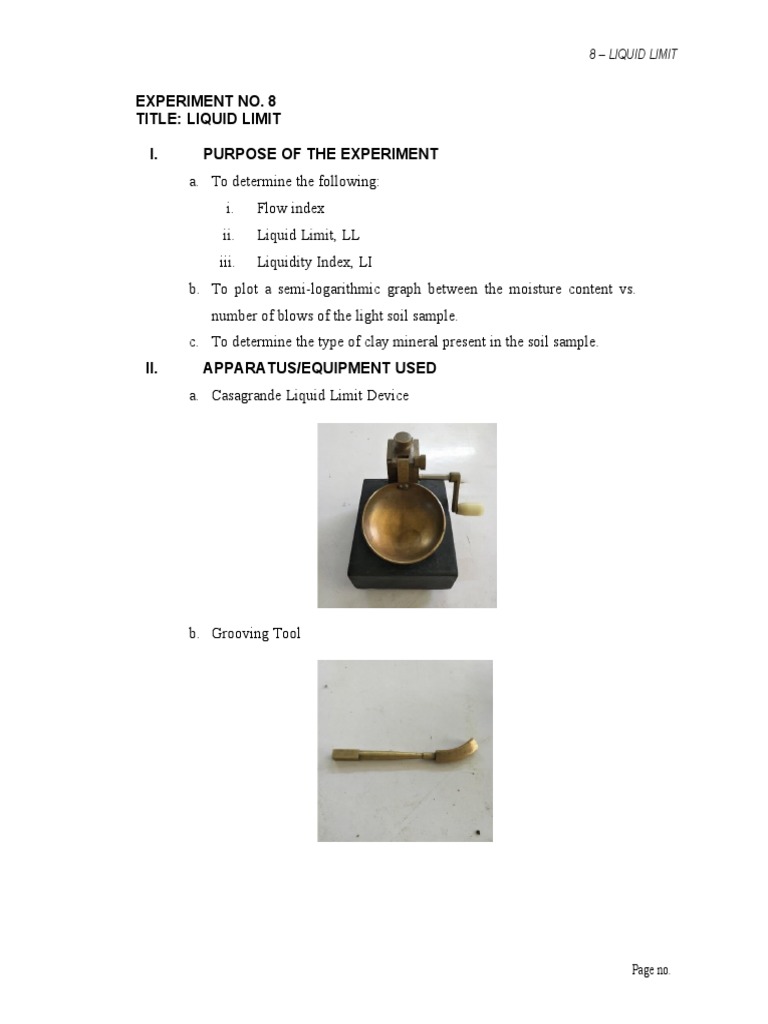 Experiment No. 8 Liquid Limit | PDF | Earth Sciences | Soil
