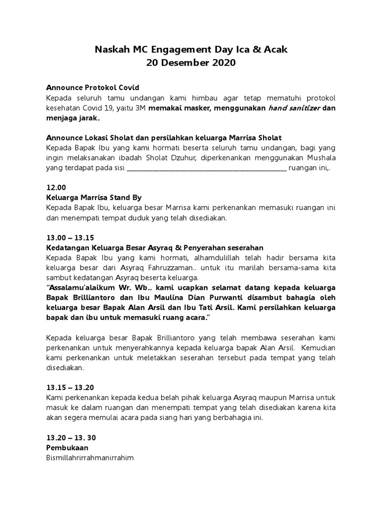 Naskah MC Engagement Ica | PDF