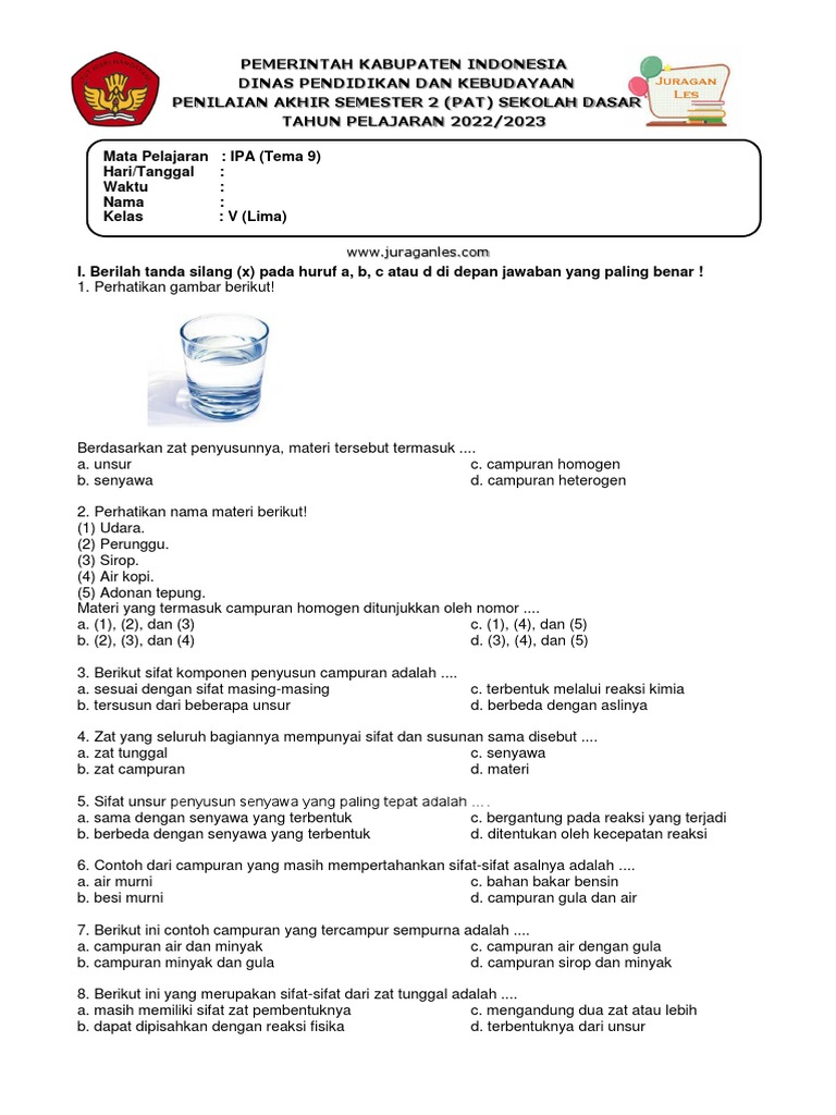 Soal Tema 9 Kelas 5 Semester 2 T.A 2022-2023 Mapel IPA | PDF