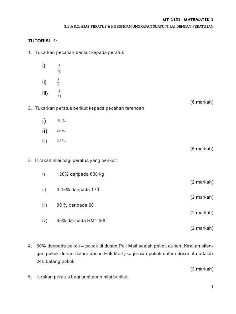 TutoRiaL 3.1 - Asas Peratus - 3.2 - Kaedah Pertukaran Pecahan Kepada ...