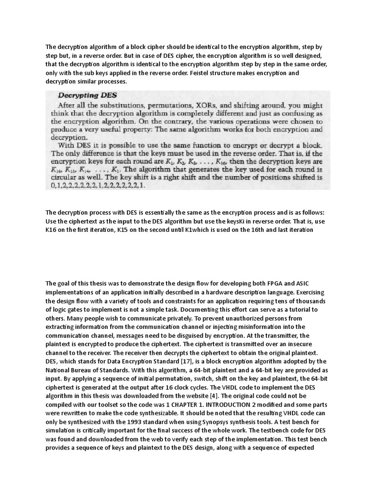 Des Decryption | PDF | Encryption | Cryptography