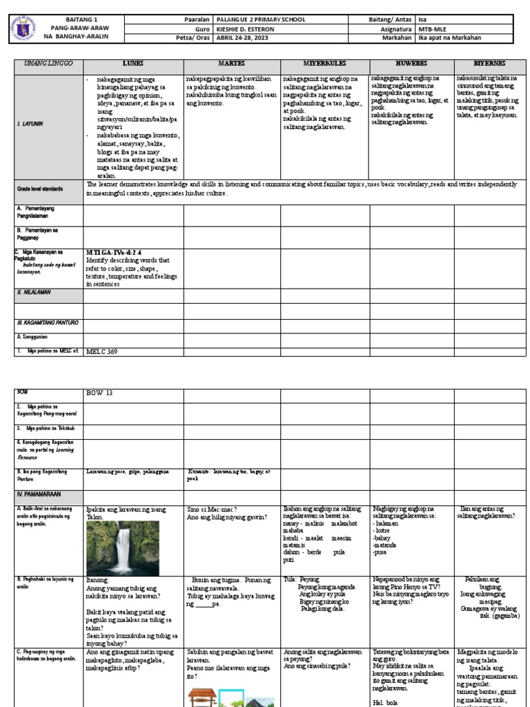 Mtb-Mle 1 Week 1 | PDF