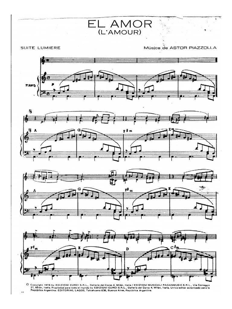 El Amor - Astor Piazzolla | PDF