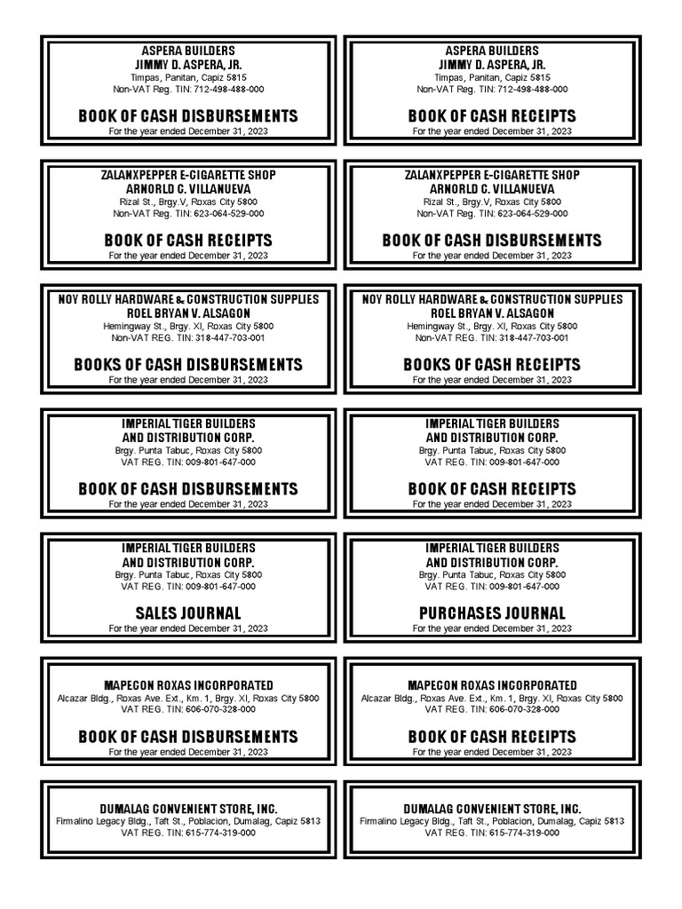 Books Of Accounts Label Pdf