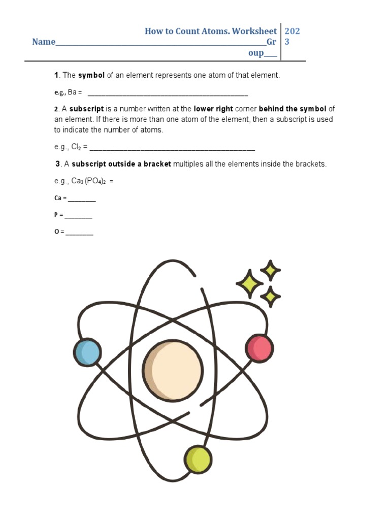 Counting Atoms in Chemical Formulas | PDF | Teaching Methods & Materials