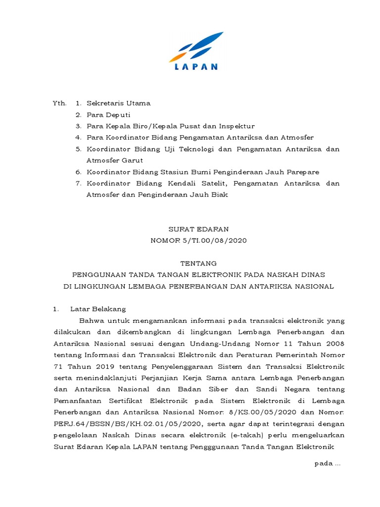 Panduan Tanda Tangan Elektronik LAPAN | PDF