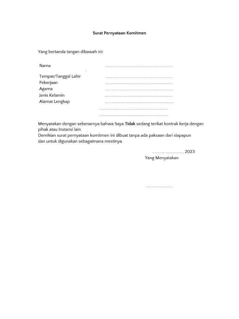 Lampiran 3. Surat Pernyataan Komitmen | PDF