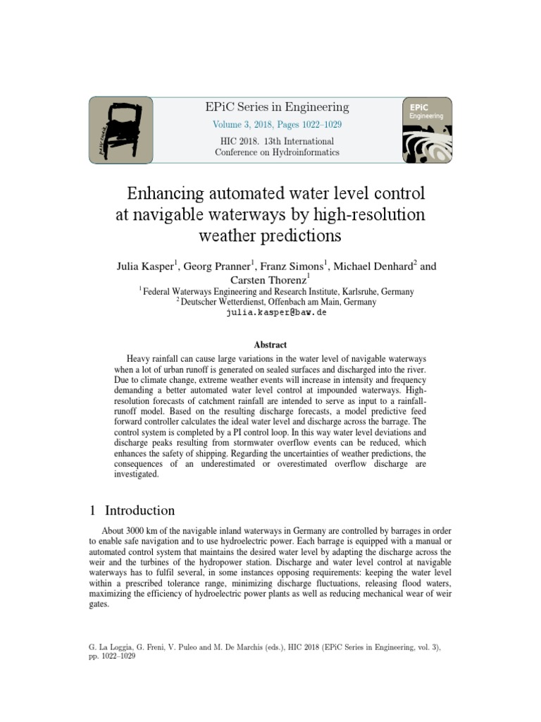 Enhancing Automated Water Level Control at Navigable Waterways by High-Resolution Weather ...