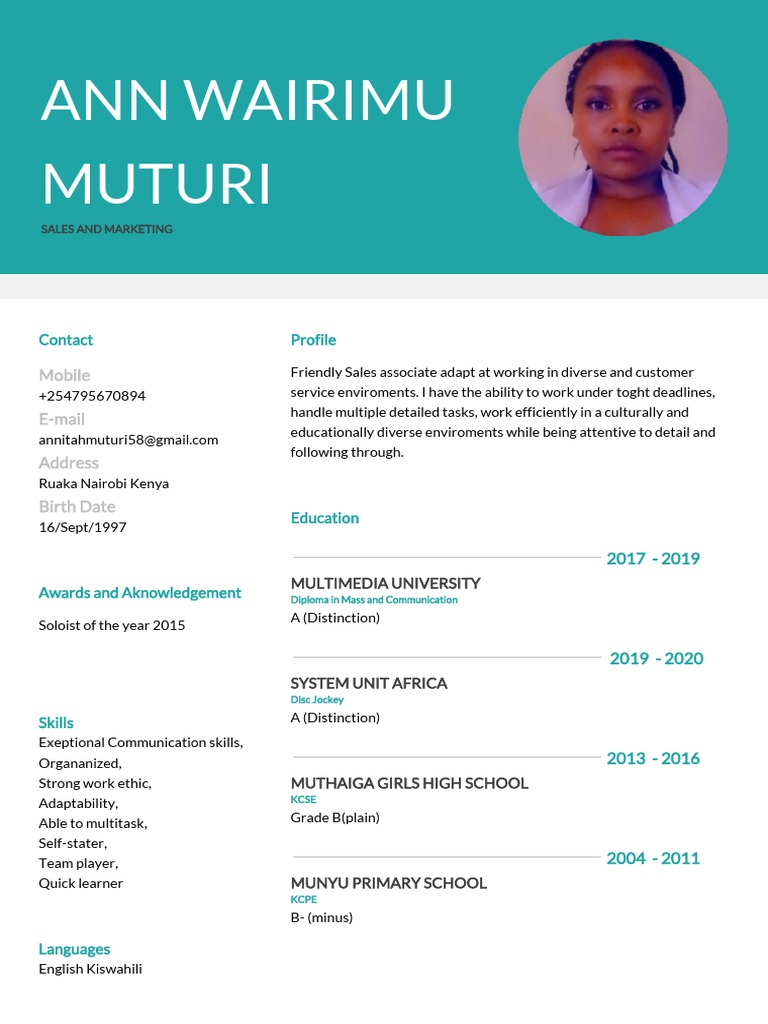 Ann CV - 1658412795 | PDF | Sales | Retail