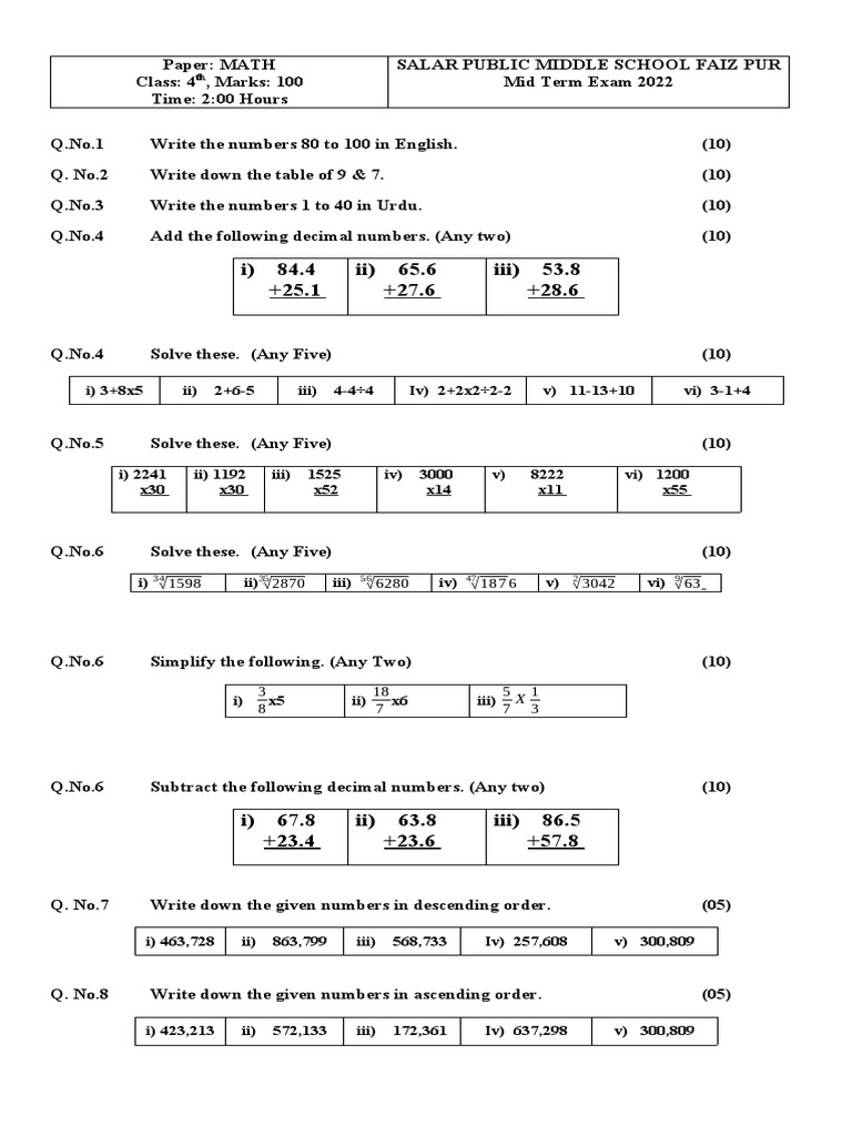 MATH 4th Mid Term | PDF