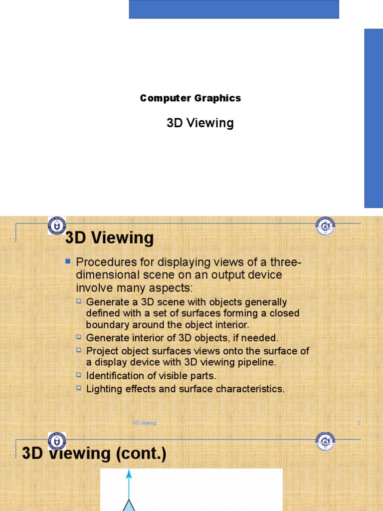 3D Viewing Updated | PDF | 3 D Computer Graphics | Camera
