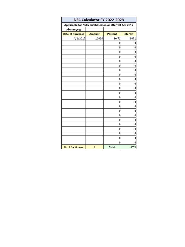 NSC Interest Calculator 2022-2023 | PDF
