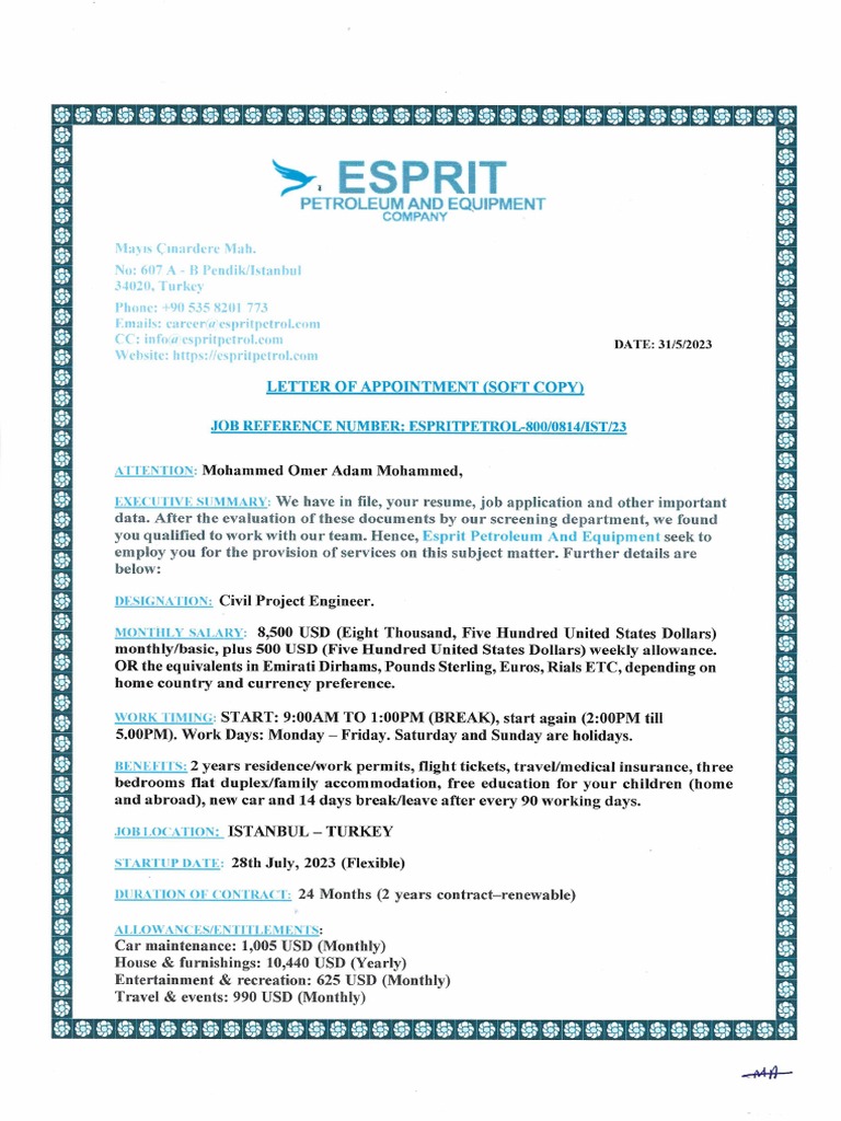 Signed Letter of Appointment | PDF