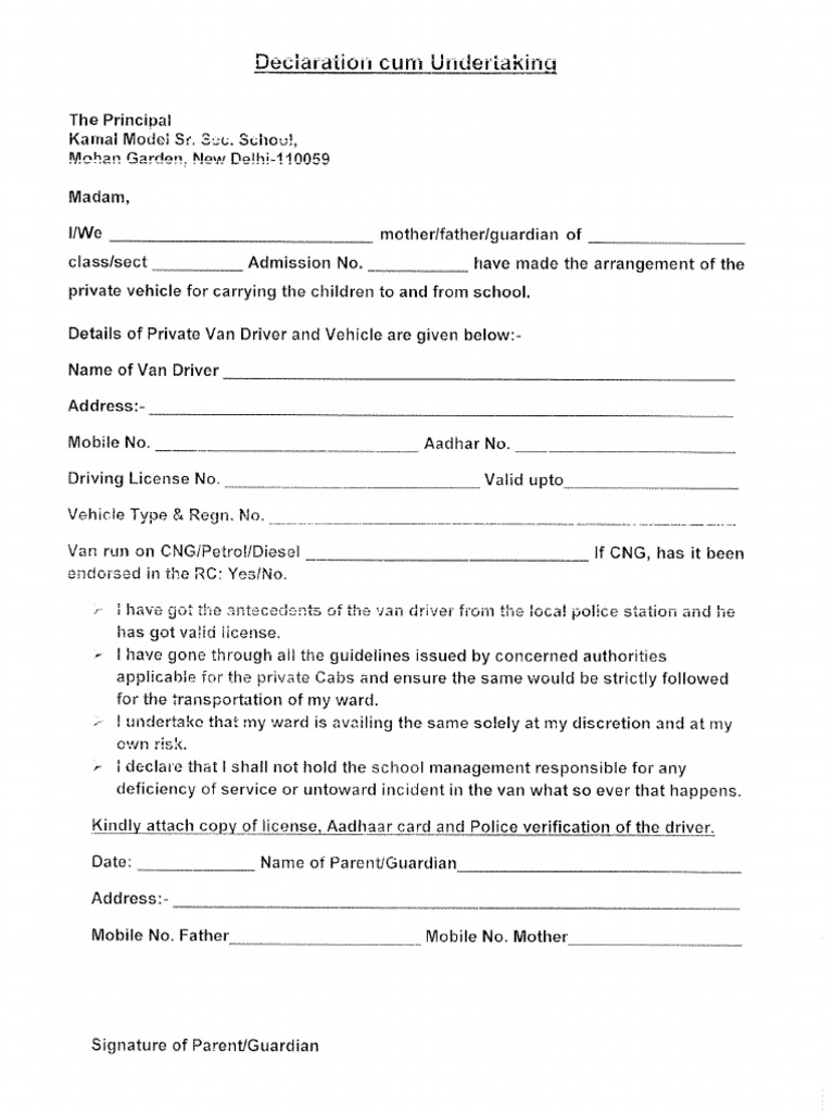 Declaration Cum Undertaking | PDF