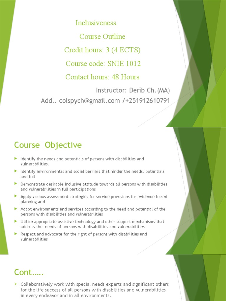 Inclusiveness course outline ppt | PDF