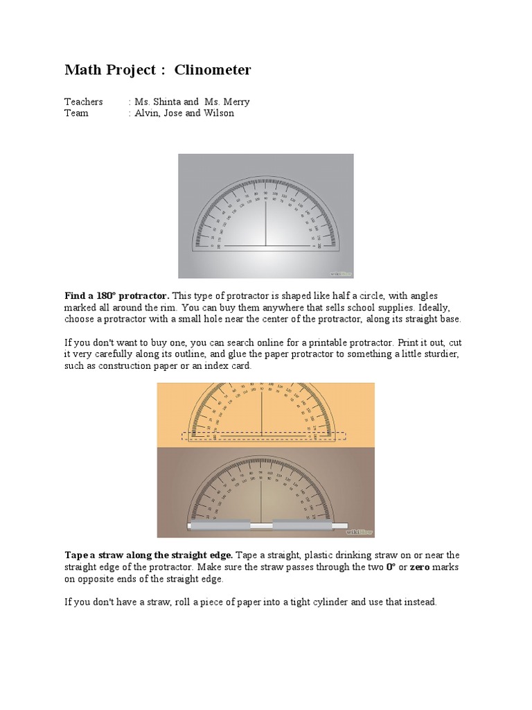 Protractor Print Out For Clinometer