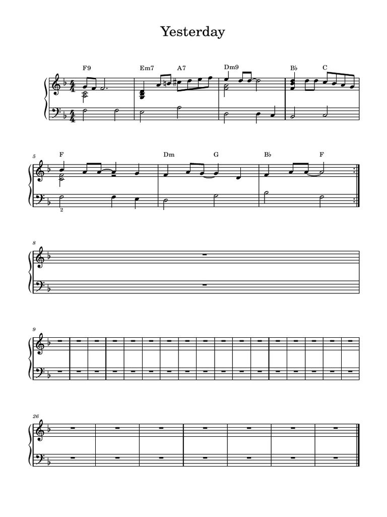 Yesterday chords | PDF