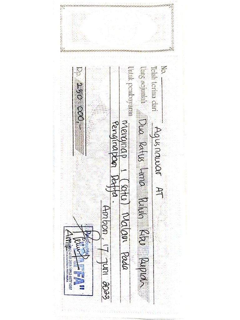 Kwitansi Penginapan Hotel Pulang | PDF