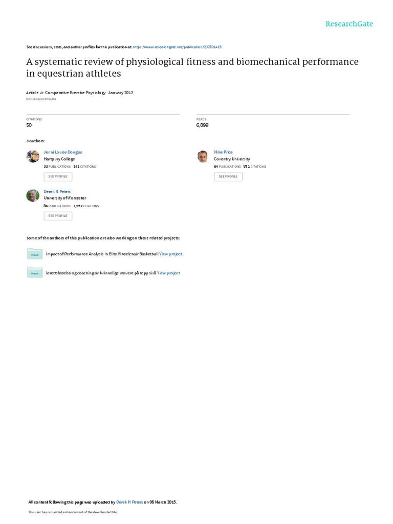 2012 Comparative Exercise Physiology | PDF