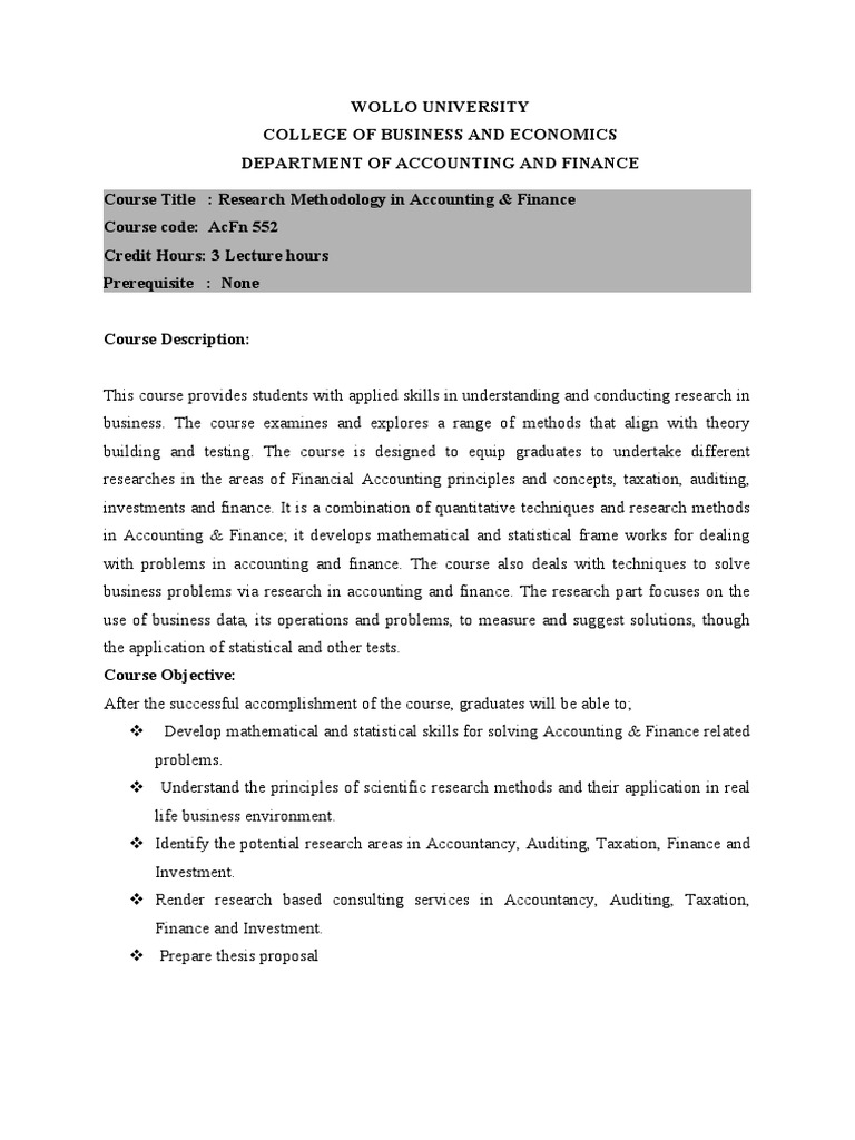 Research Course Outline | PDF | Methodology | Statistical Hypothesis ...