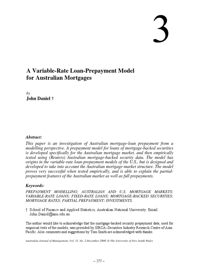 Aussie Mortgage Prepayment Rates | PDF | Prepayment Of Loan | Mortgage ...