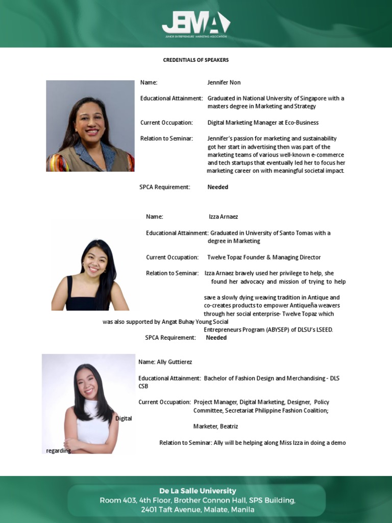 Credentials of Speakers | PDF | Marketing | Business Economics