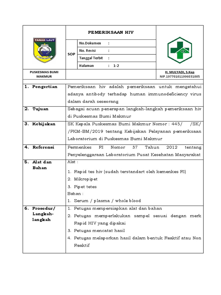 SOP BAB 8 LAB/8.1.1/naiso/SOP HIV FIX | PDF